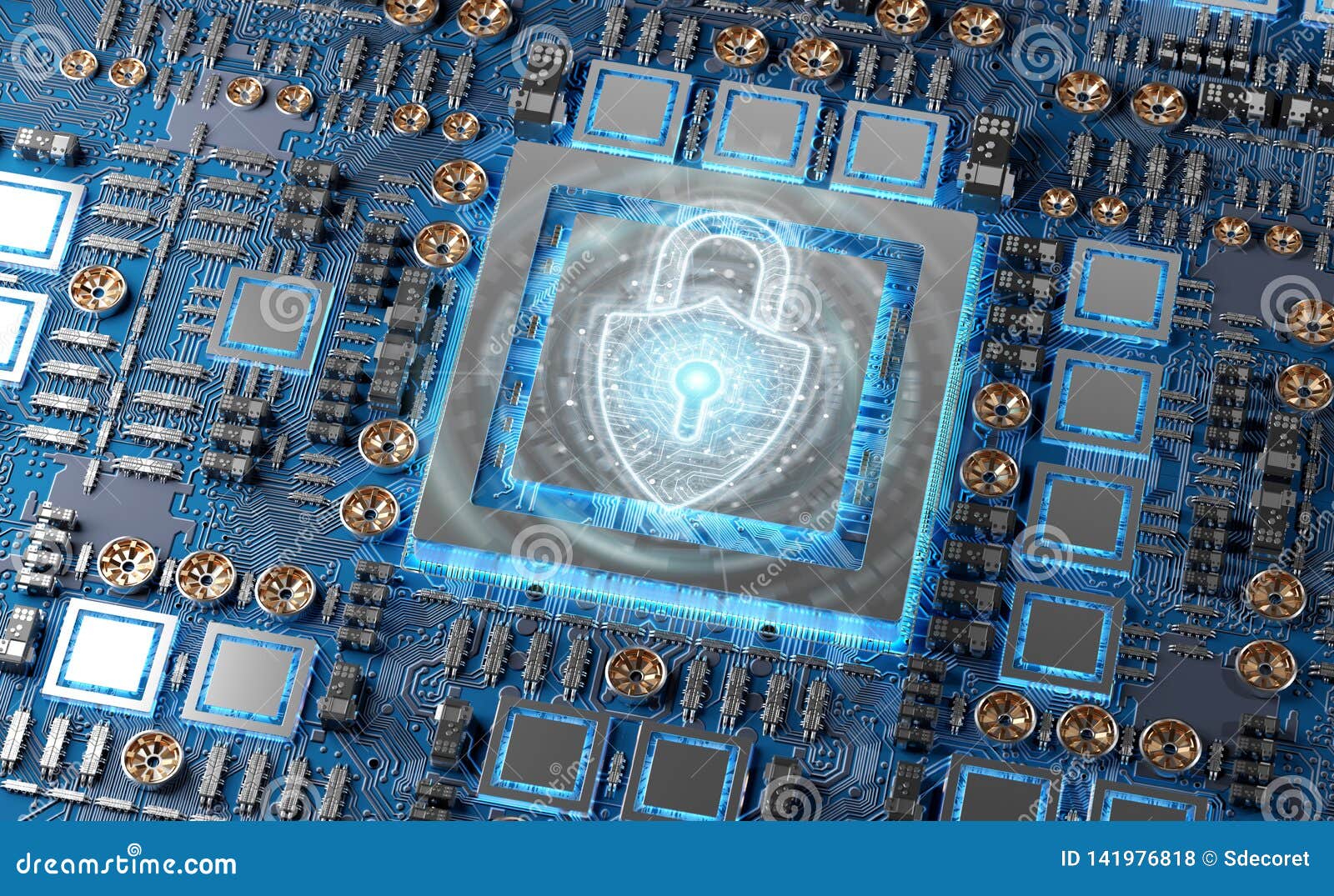 Close-up View of a Modern GPU Card with Shield Protection 3D Rendering ...