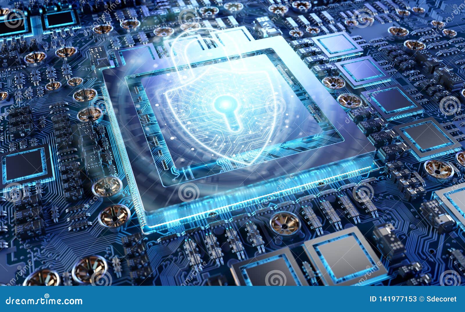 Close-up View of a Modern GPU Card with Shield Protection 3D Rendering ...