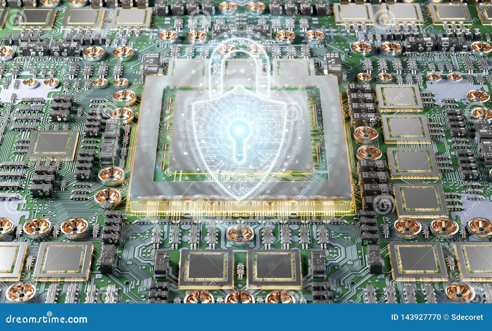 Close-up View of a Modern GPU Card with Shield Protection 3D Rendering ...
