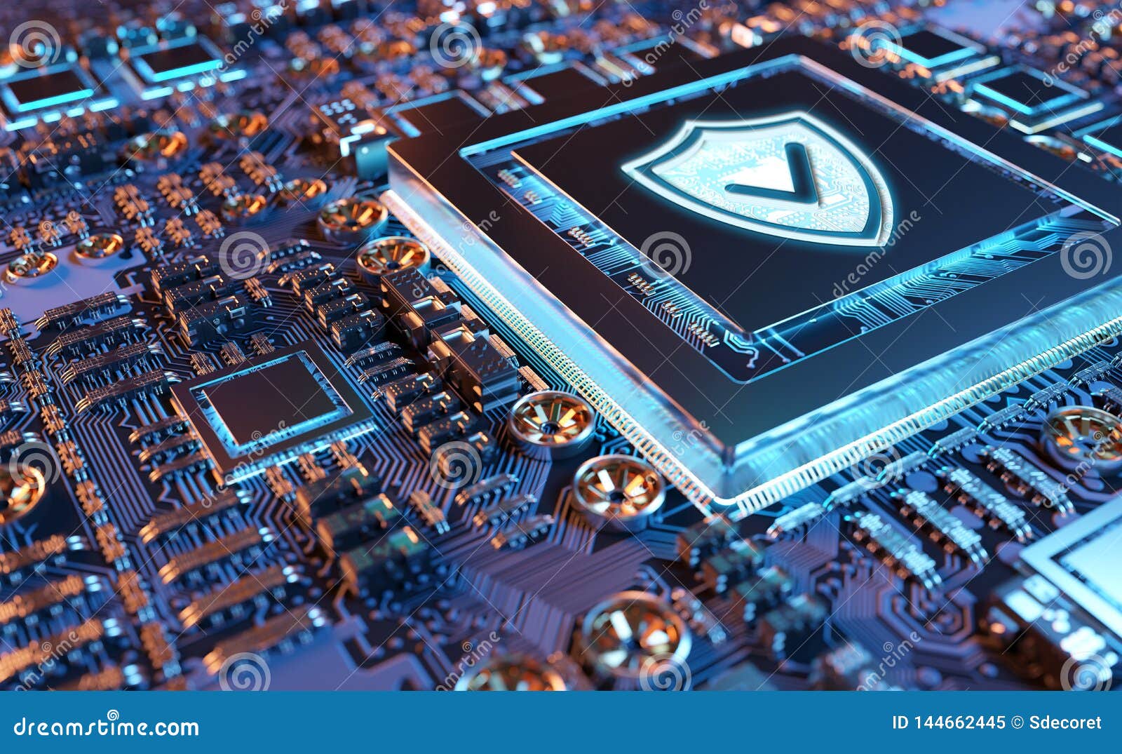 Close-up View of a Modern GPU Card with Shield Protection 3D Rendering ...