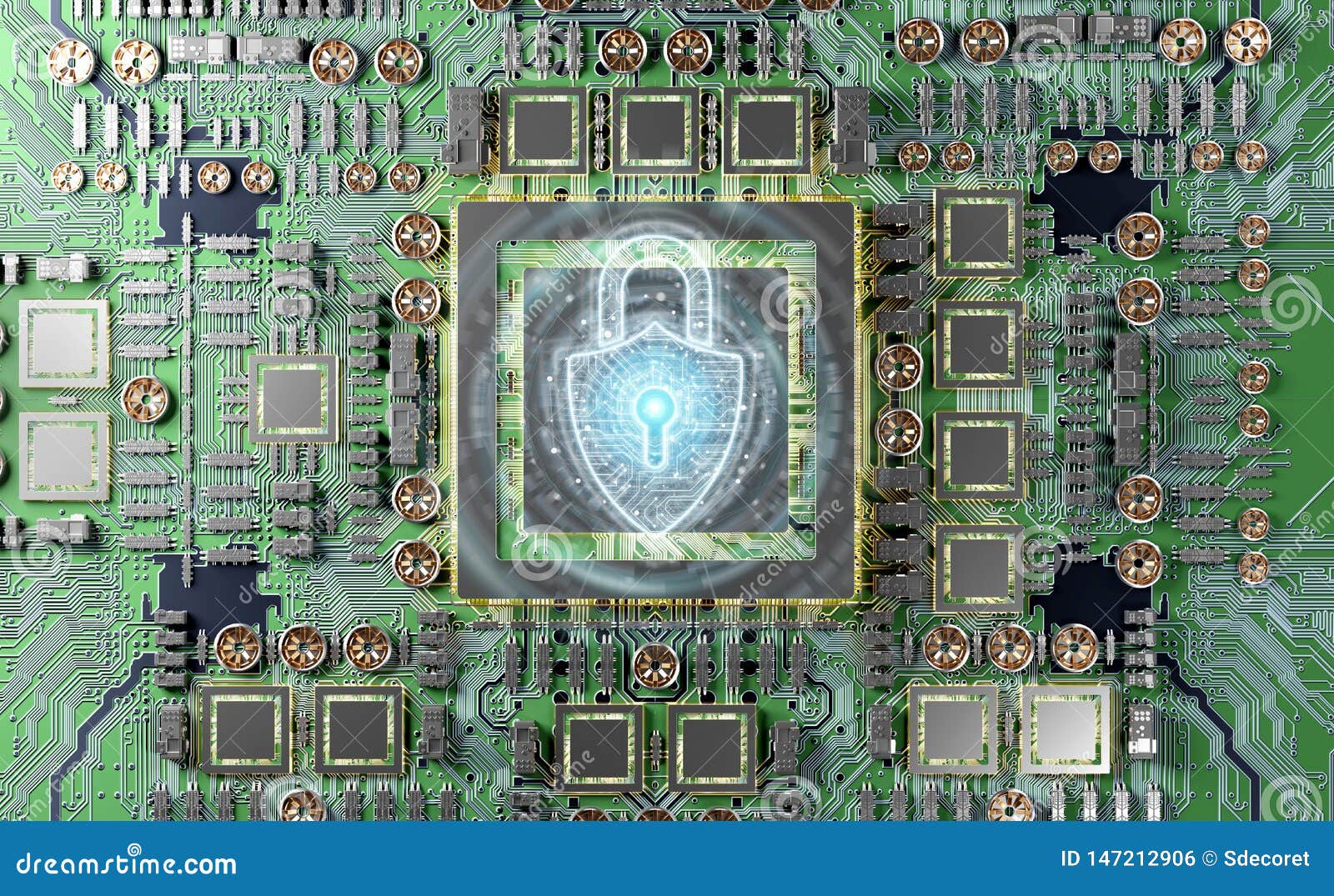 Close-up View of a Modern GPU Card with Shield Protection 3D Rendering ...
