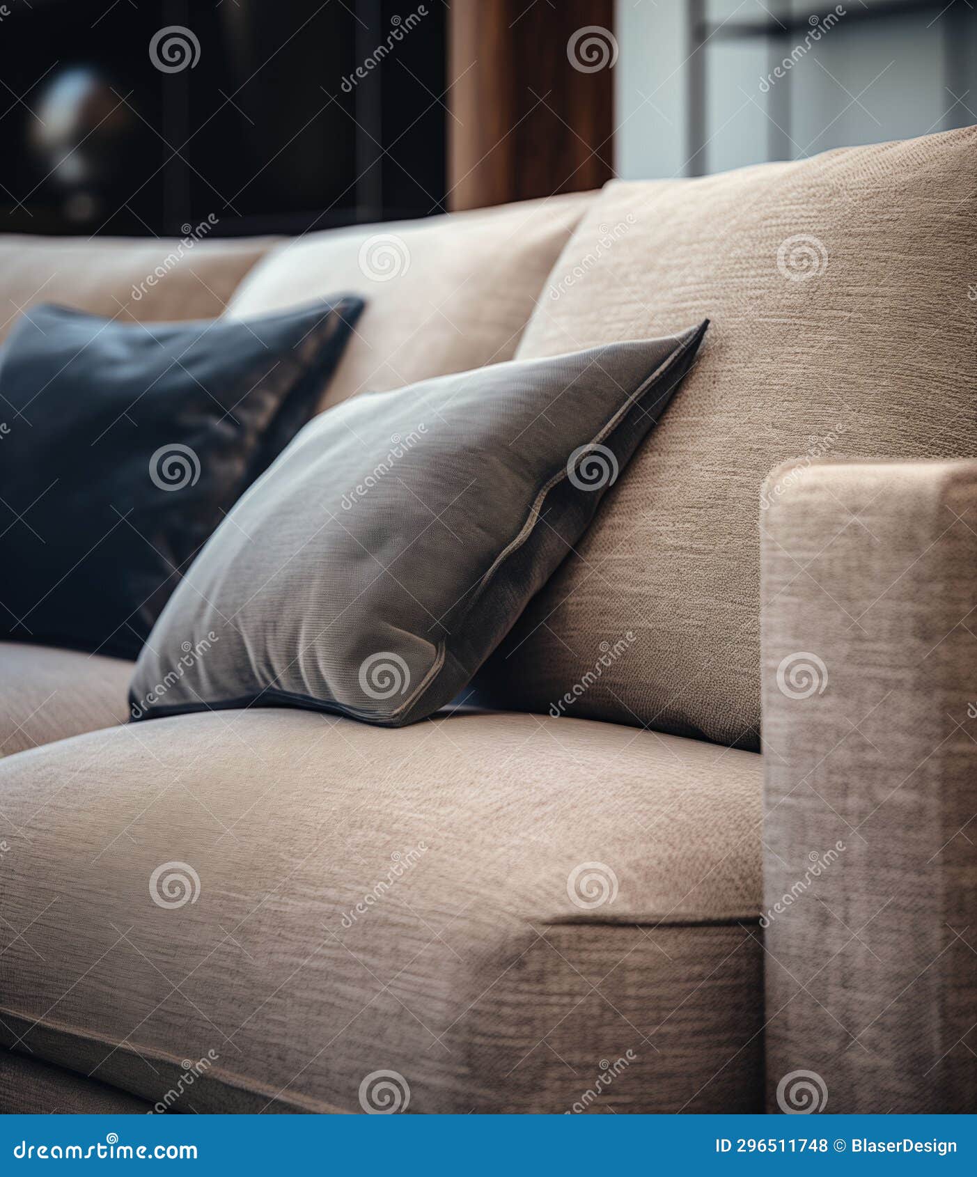 Close-up View of a Modern Grey Sofa in a Contemporary Interior Design ...
