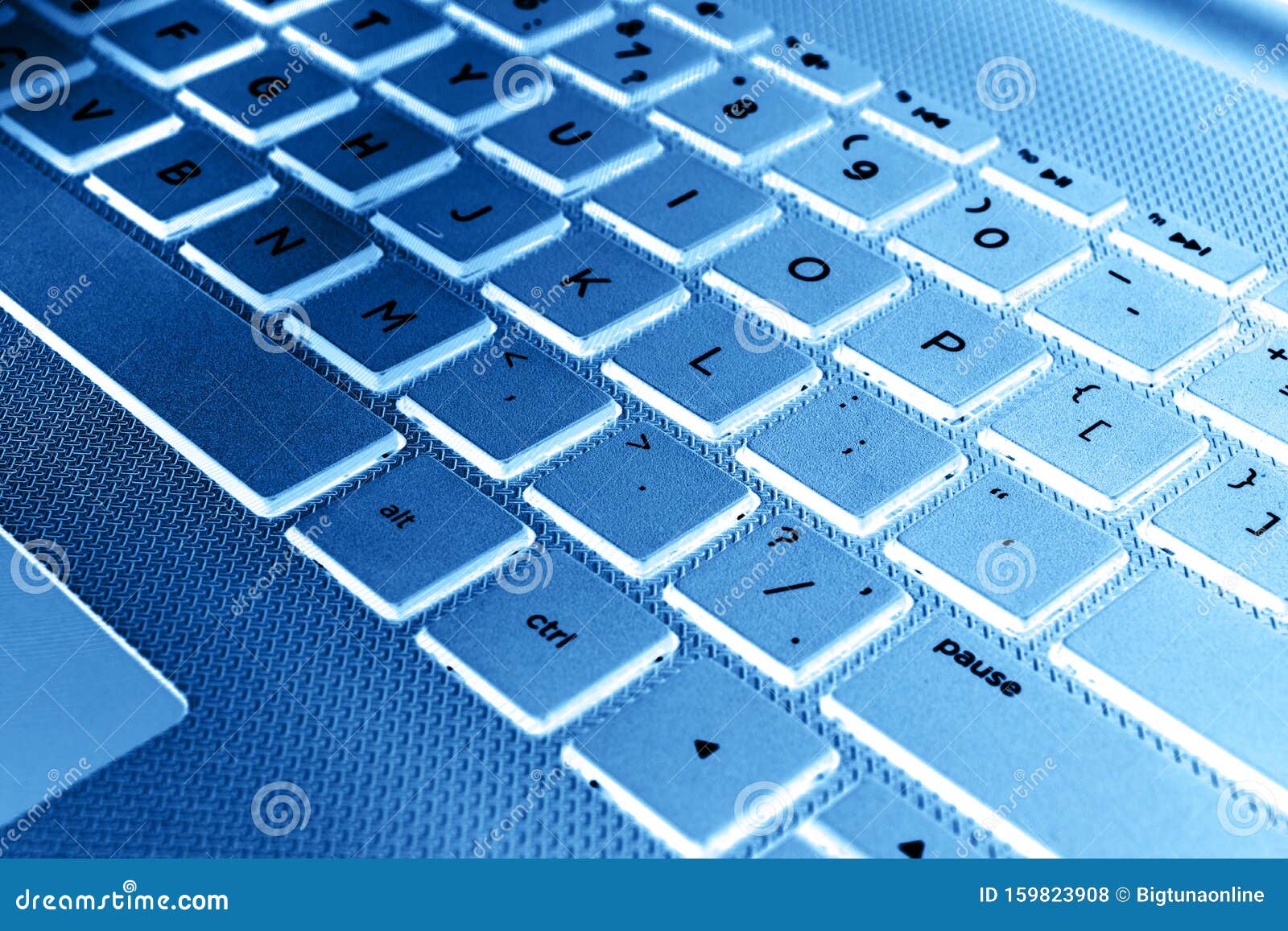 Close Up View of a Modern Laptop Computer Keyboard Keys. Soft Lightning ...