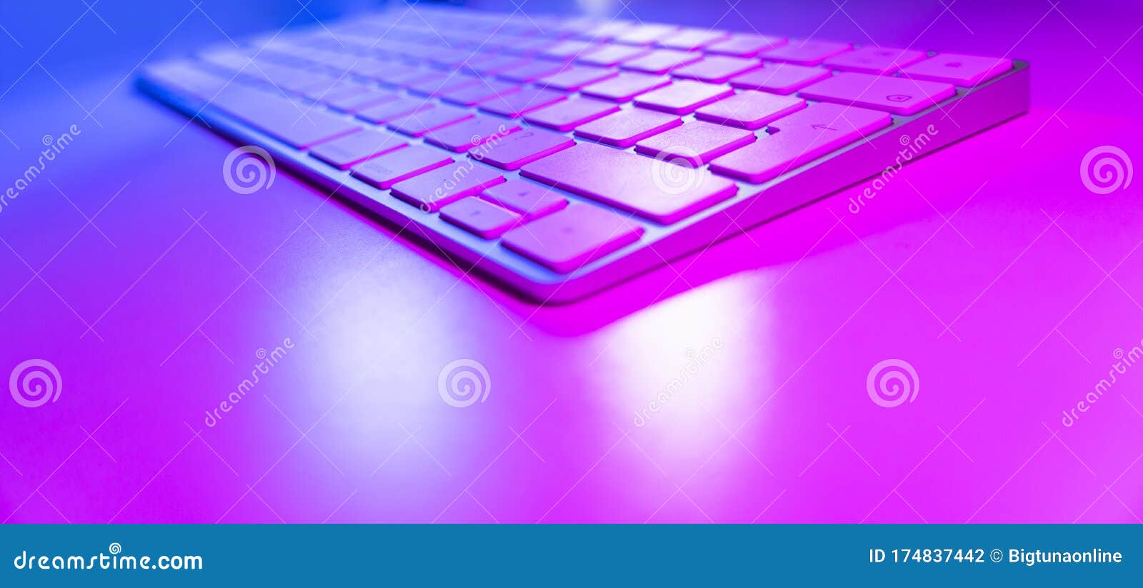 Close Up View of a Modern Laptop Computer Keyboard Keys. Soft Lightning ...