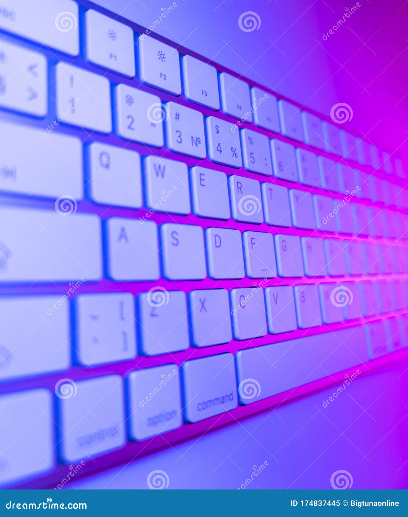 Close Up View of a Modern Laptop Computer Keyboard Keys. Soft Lightning ...