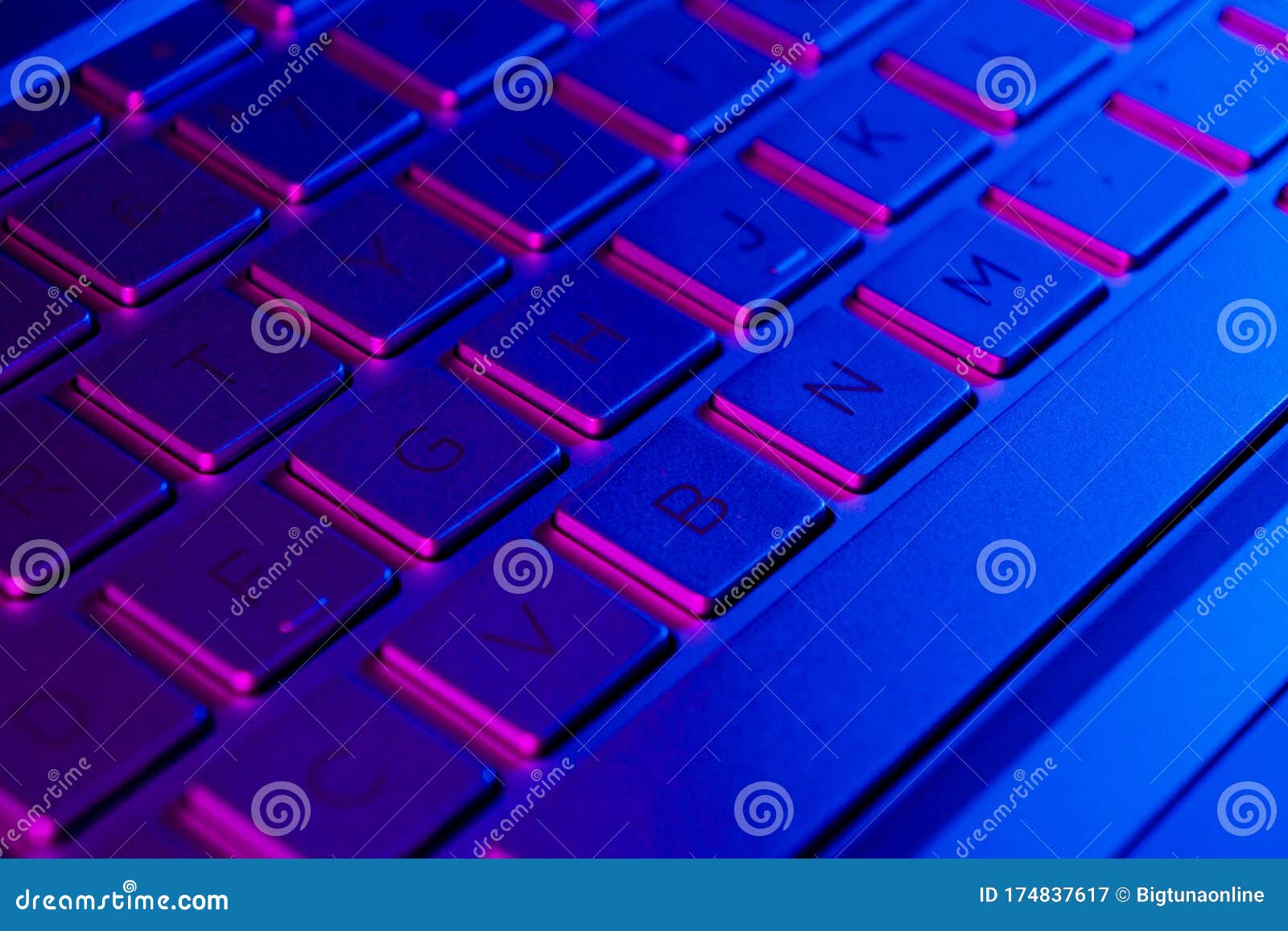 Close Up View of a Modern Laptop Computer Keyboard Keys. Soft Lightning ...