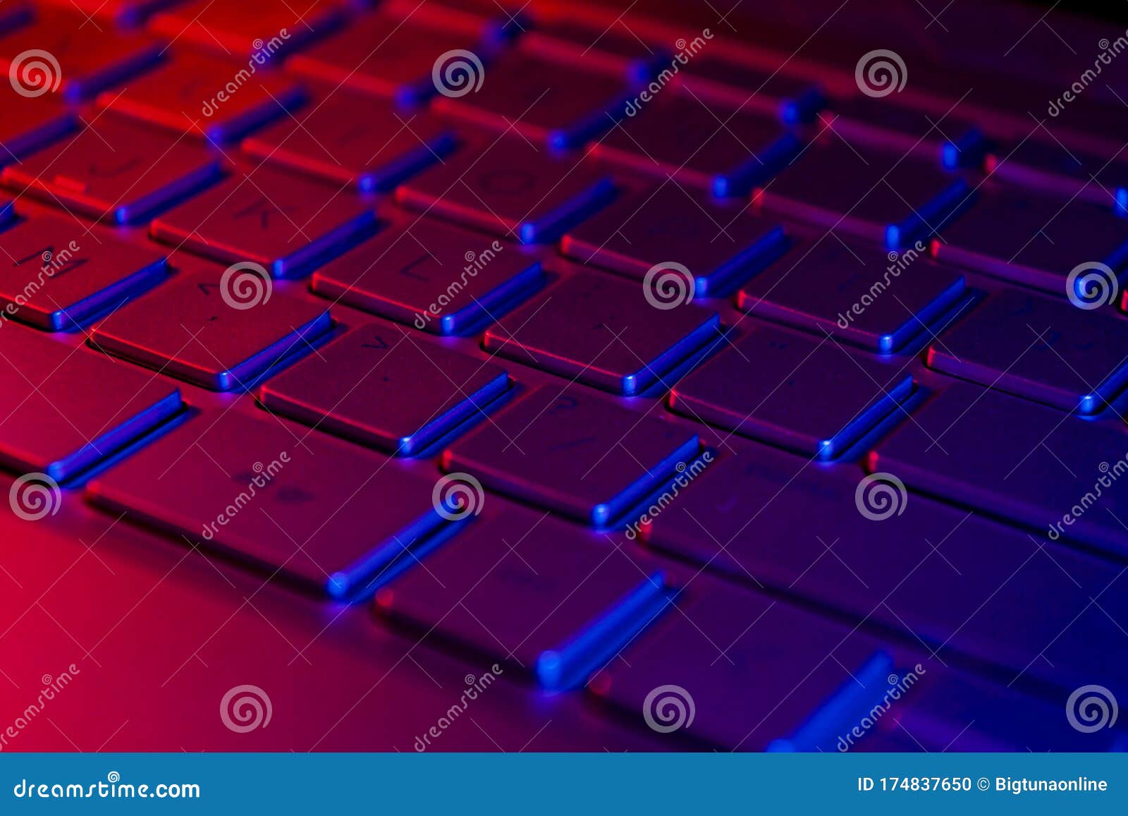 Close Up View of a Modern Laptop Computer Keyboard Keys. Soft Lightning ...