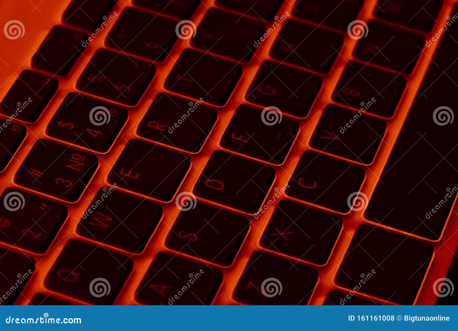 Close Up View of a Modern Laptop Computer Keyboard Keys. Soft Lightning ...