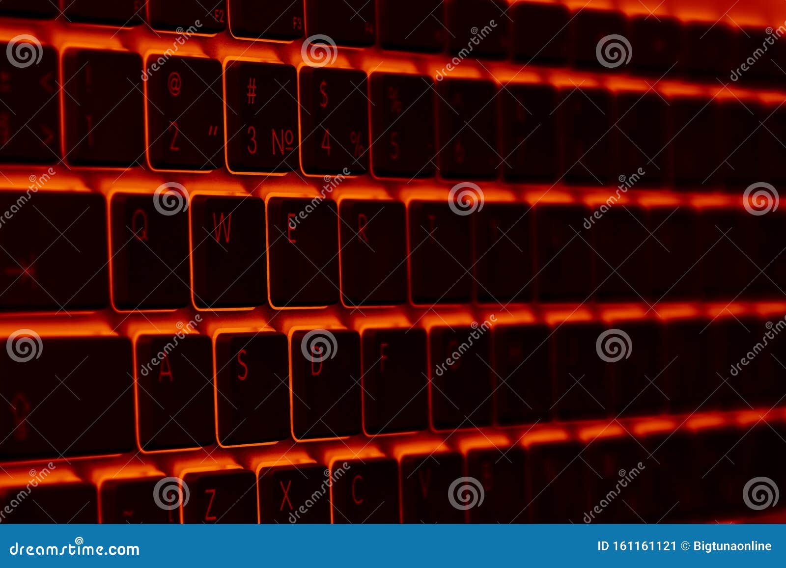 Close Up View of a Modern Laptop Computer Keyboard Keys. Soft Lightning ...