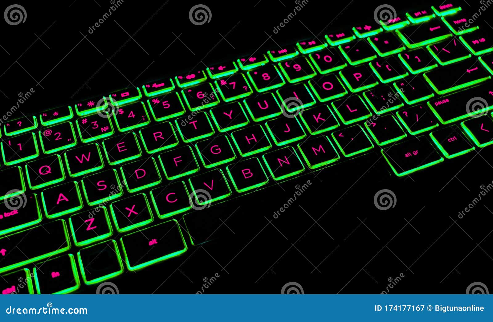 Close Up View of a Modern Laptop Computer Keyboard Keys. Soft Lightning ...