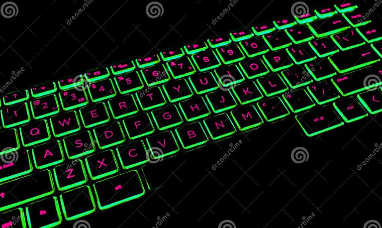 Close Up View of a Modern Laptop Computer Keyboard Keys. Soft Lightning ...