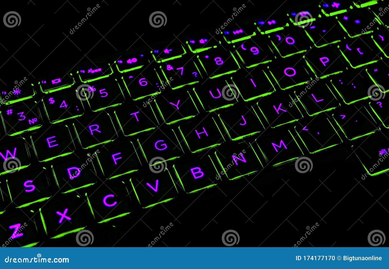 Close Up View of a Modern Laptop Computer Keyboard Keys. Soft Lightning ...
