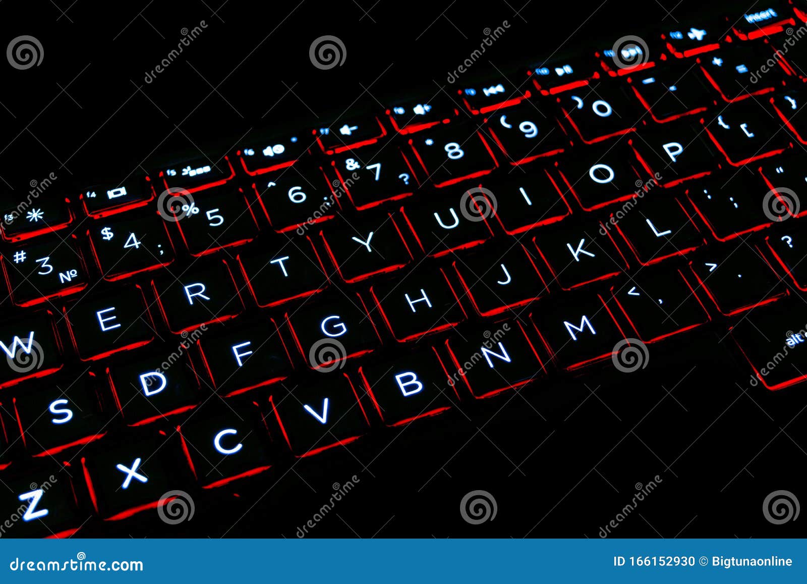 Close Up View of a Modern Laptop Computer Keyboard Keys. Soft Lightning ...