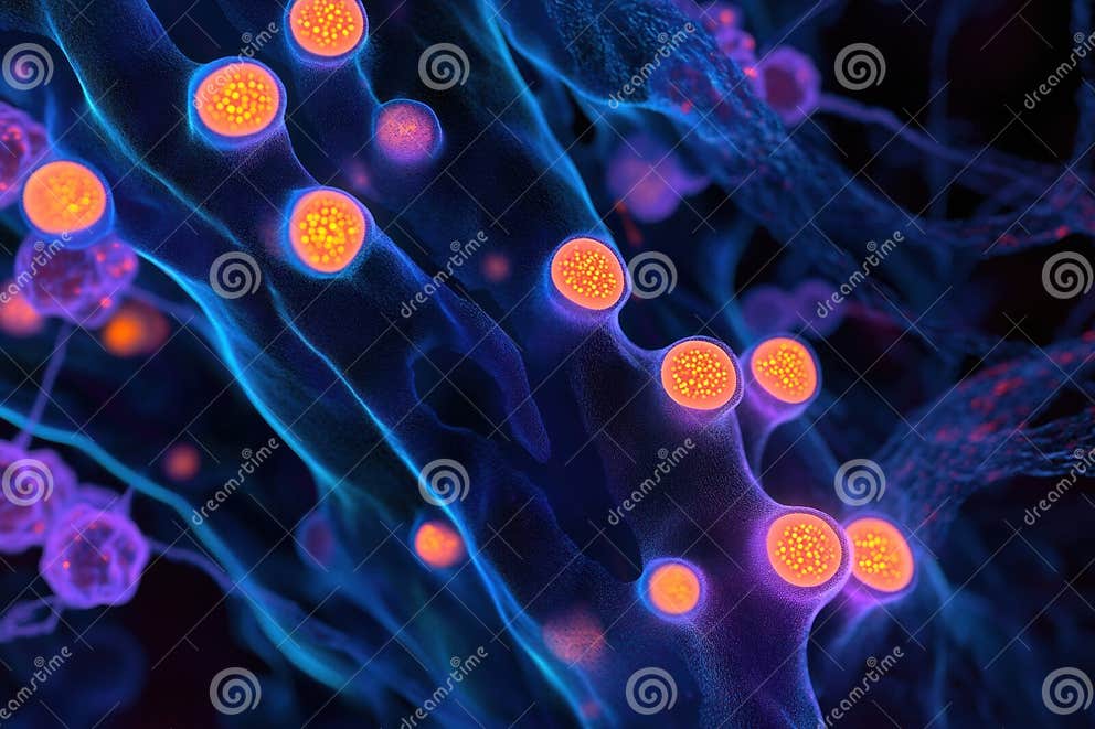 Close Up View of Molecular Interactions with Microbes Under Vivid ...