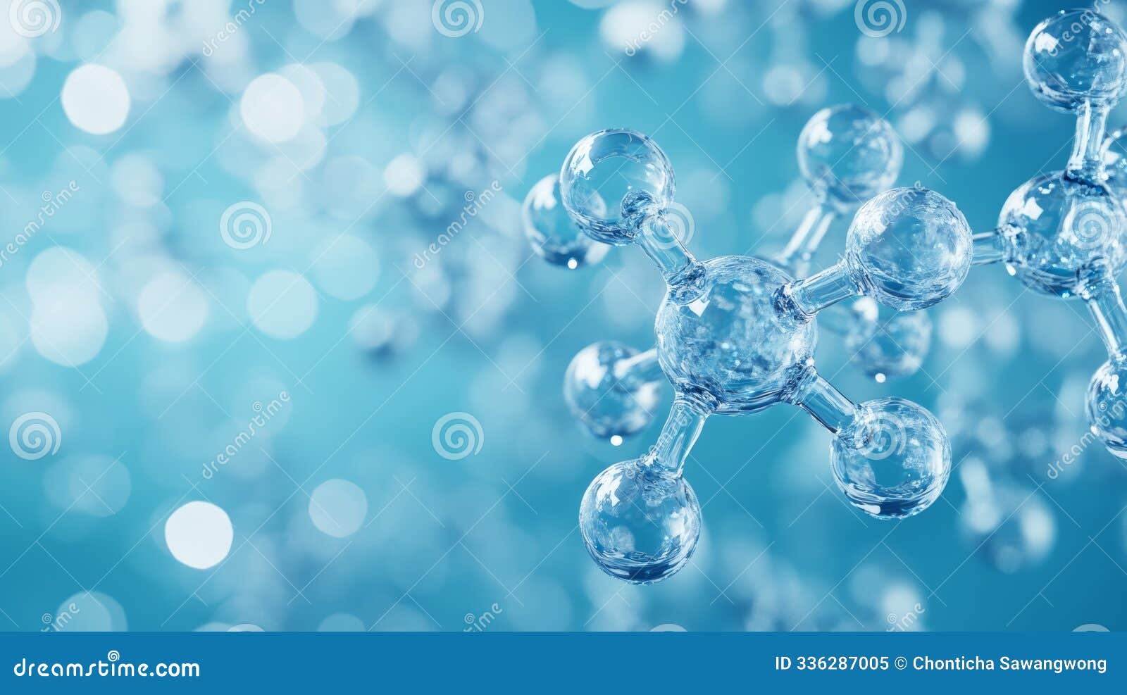 Close-up View of Molecular Structures in a Blue Background ...