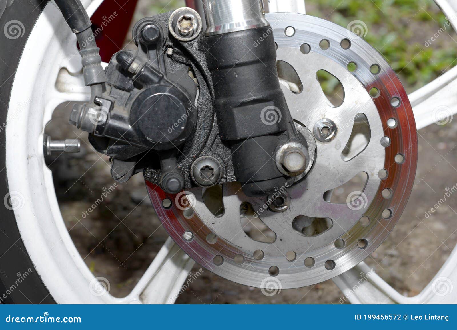 Close Up View of Motorcycle Wheel and Disc Brake Stock Photo - Image of ...