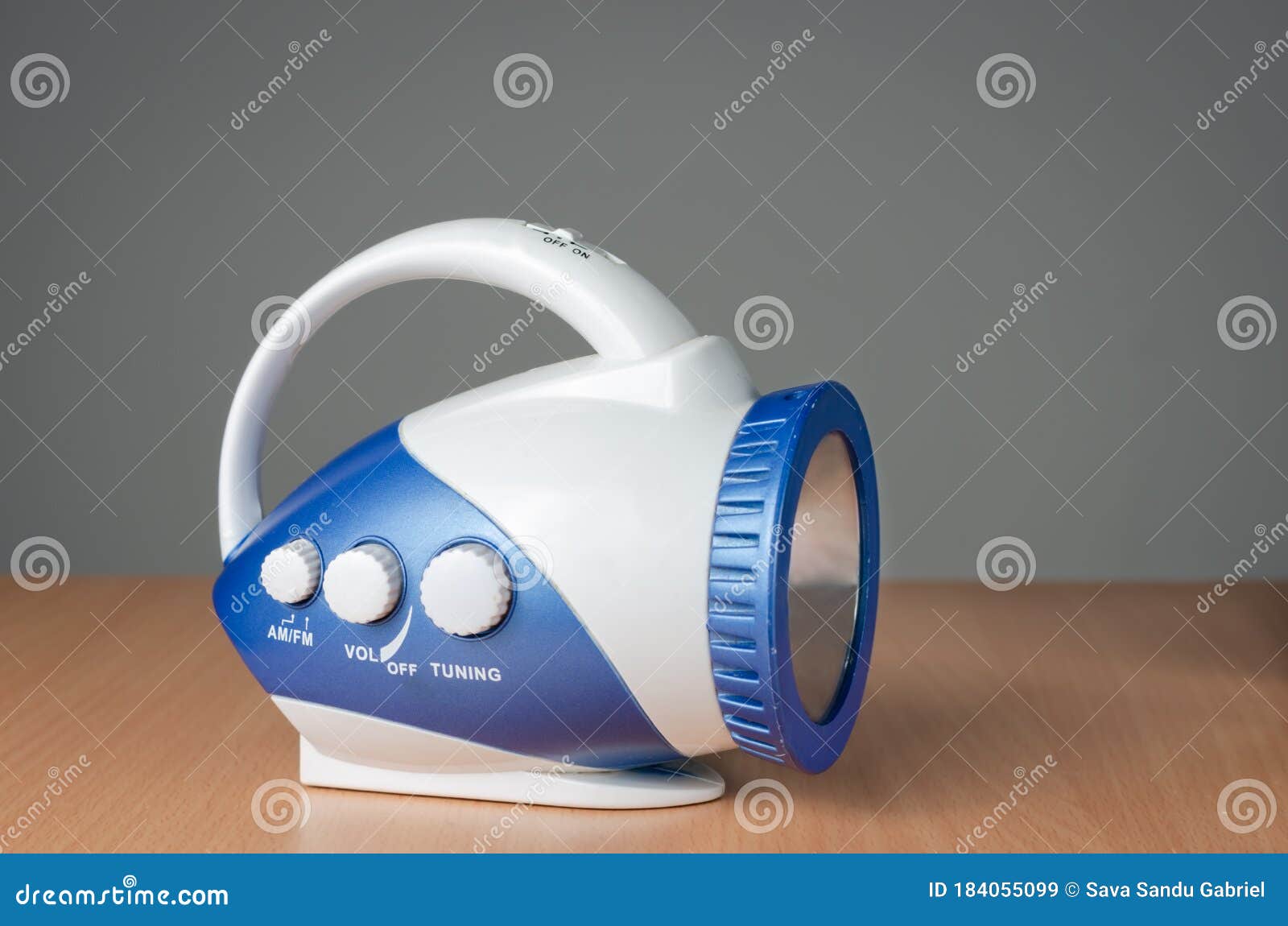 Close-up View of Multi-function Old Portable Retro Blue Radio Device ...