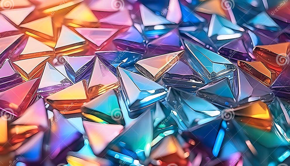 Close-Up View of Multicolored Holographic Triangles Stock Illustration ...