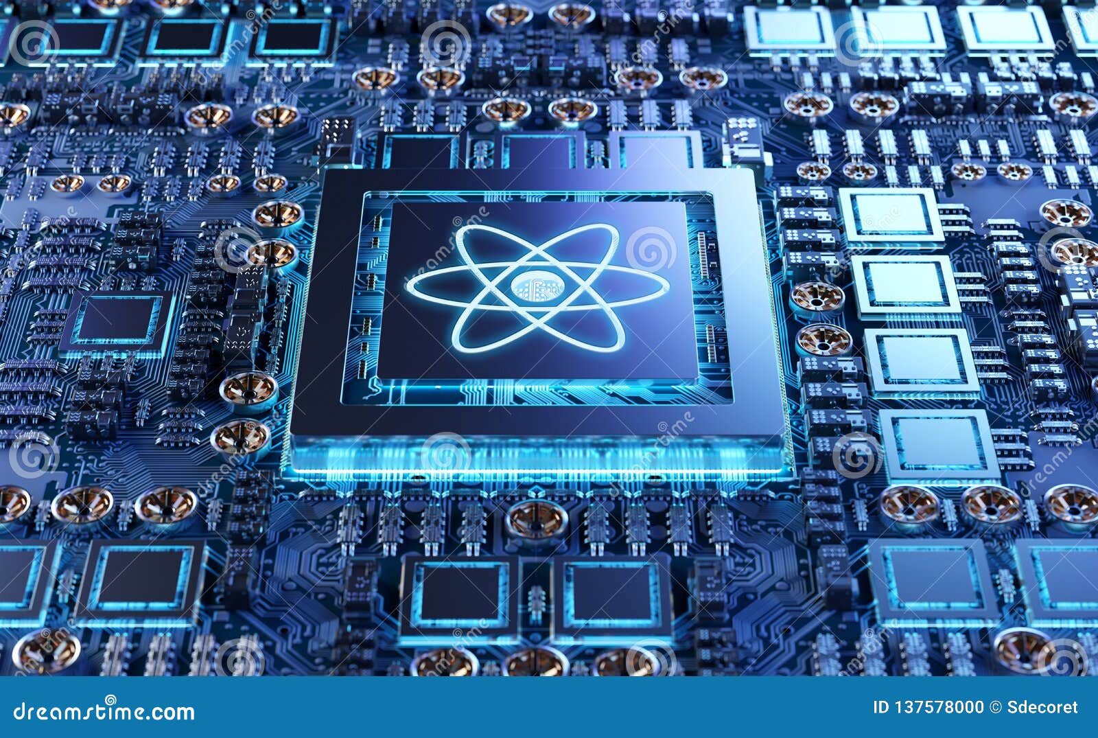 Close-up View on a Nanotechnology Electronic System 3D Rendering Stock ...