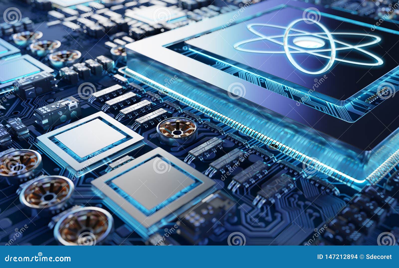 Close-up View on a Nanotechnology Electronic System 3D Rendering Stock ...