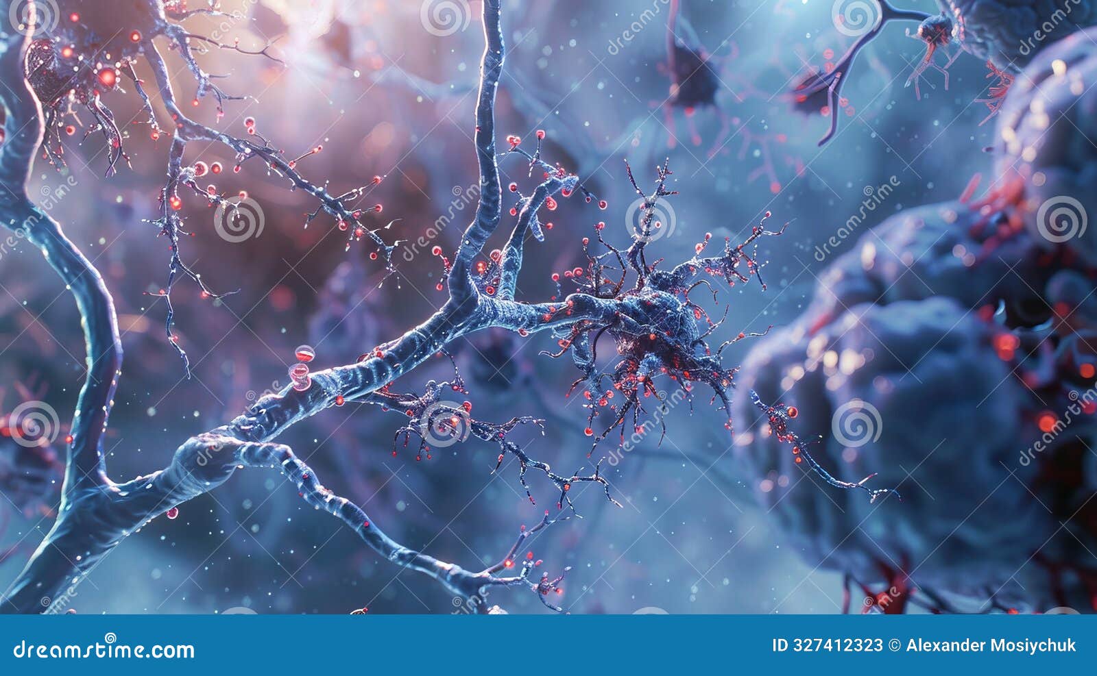 Detailed Microscopic Image Of A Nerve Cell With Dendrites And Synapses ...