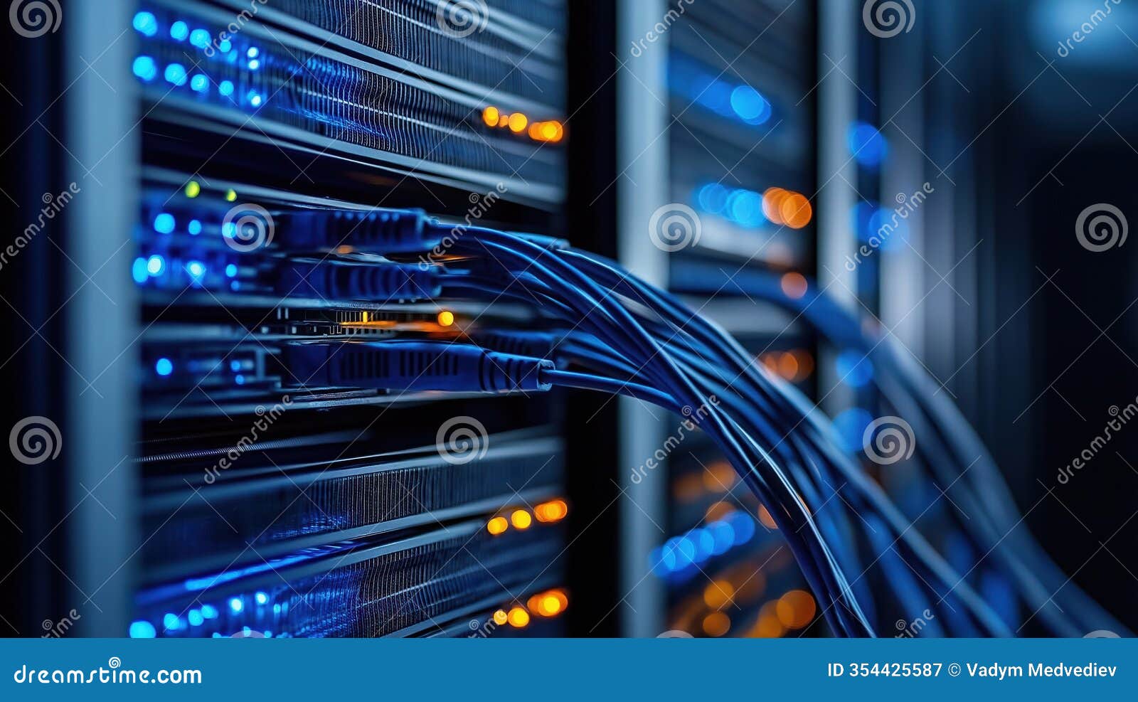Close-up View of Network Cables Connected To Server Rack. Tech ...