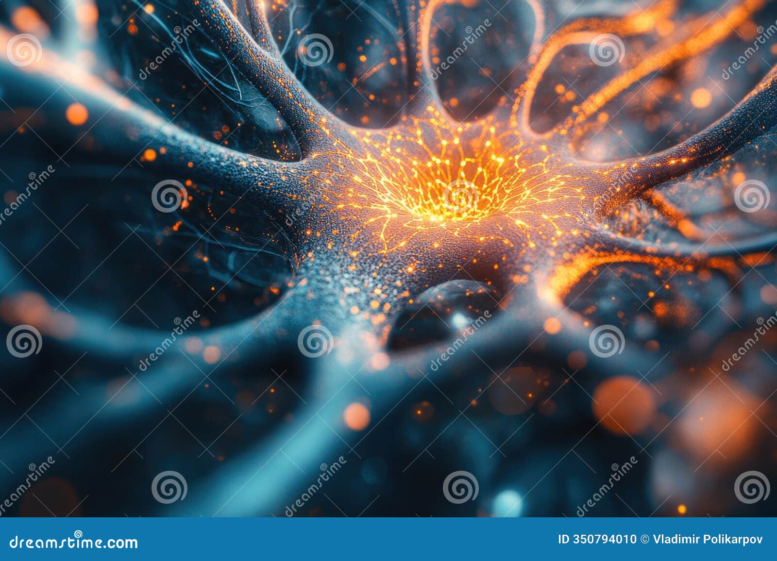 A Close-up View of Neuron Brain Cells with Detailed Illustration of ...