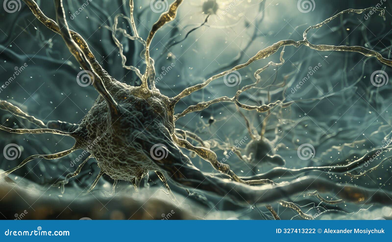 Close Up View Of A Neuron Cell With Detailed Axon Structure Stock Photo ...