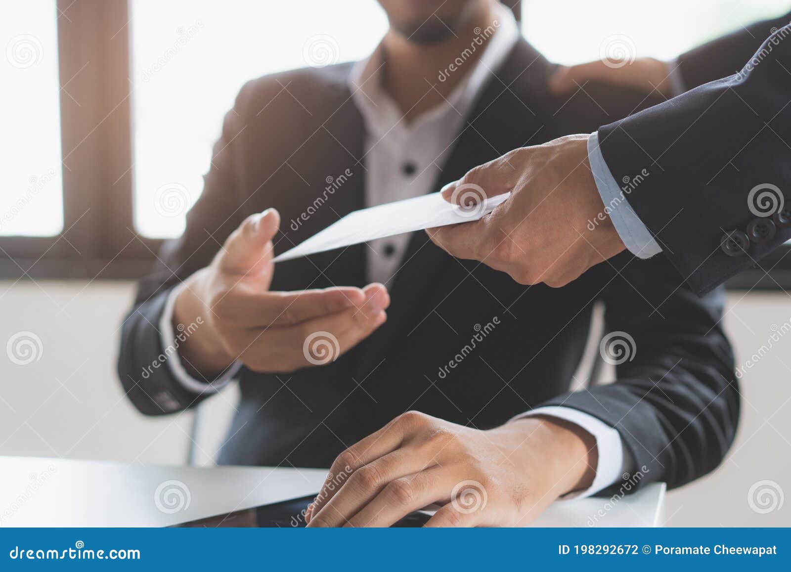 Close Up View of Office Worker Receiving Salary from Boss Stock Photo ...