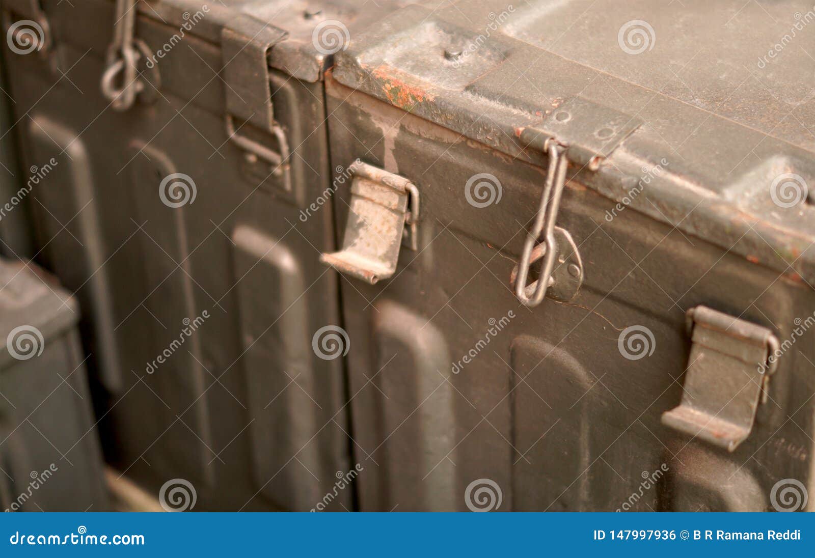 View of Old Military Metal Trunk Box Stock Photo - Image of aged, army ...