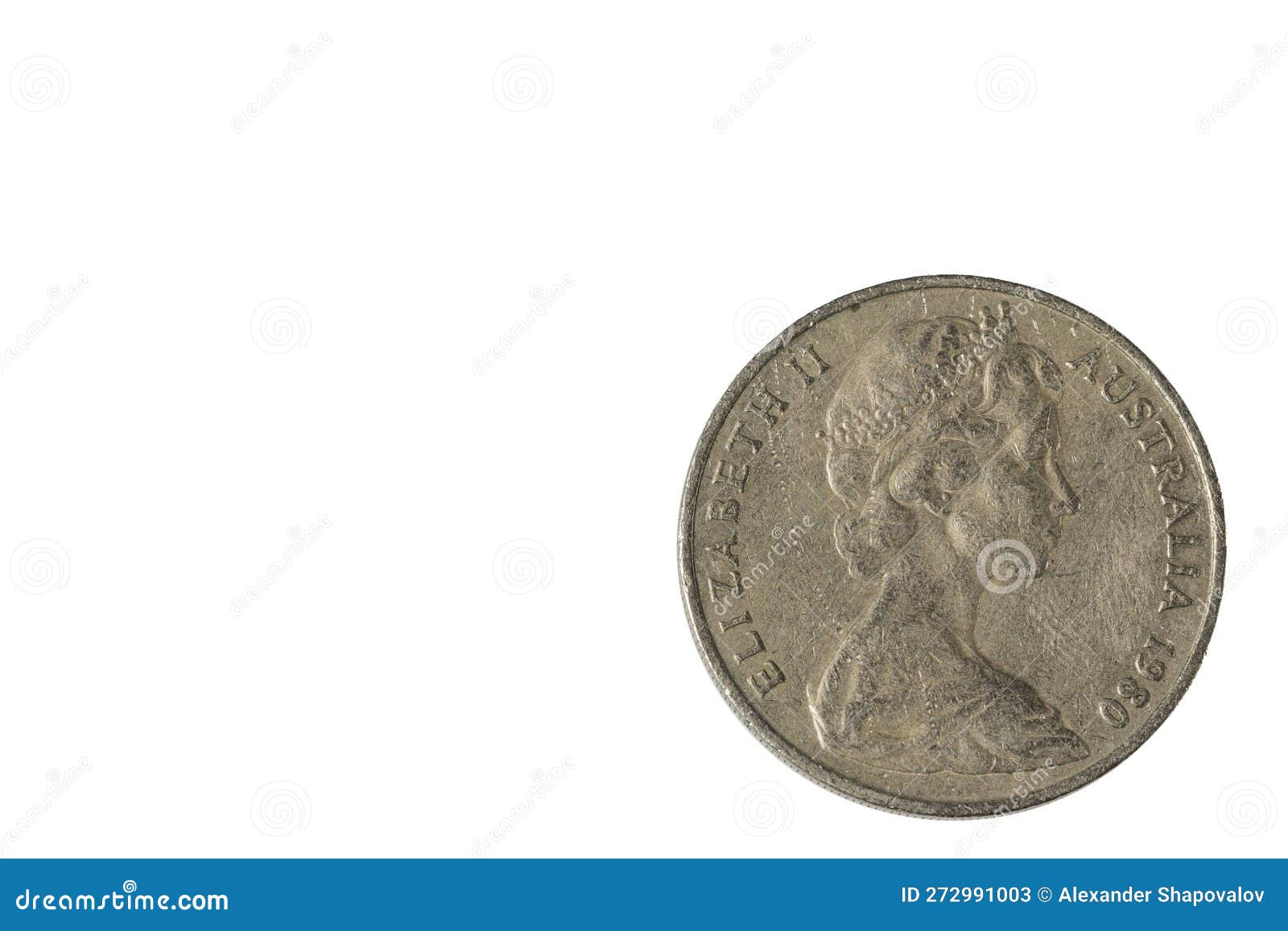 Close Up View of Old Reverse Side of Coin of Australian Twenty Cent ...