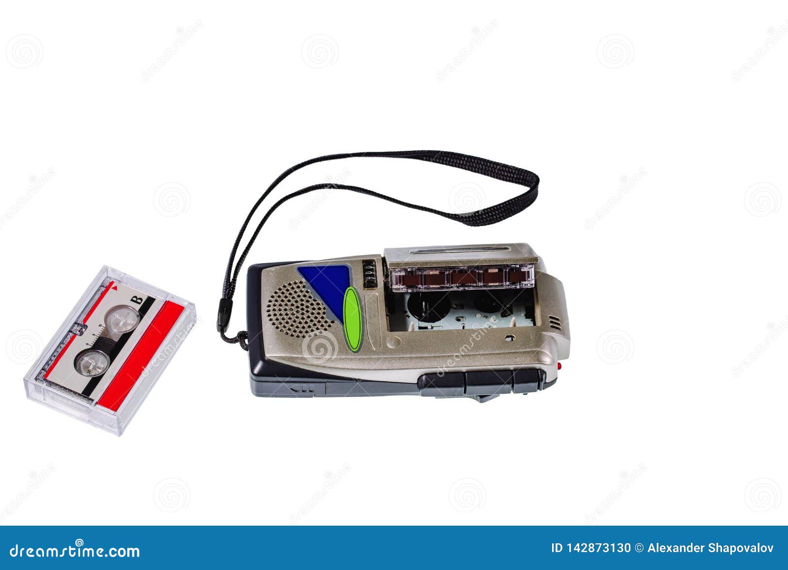 Close Up View of Old Voice Recorder and Tape Isolated. Old Technology ...