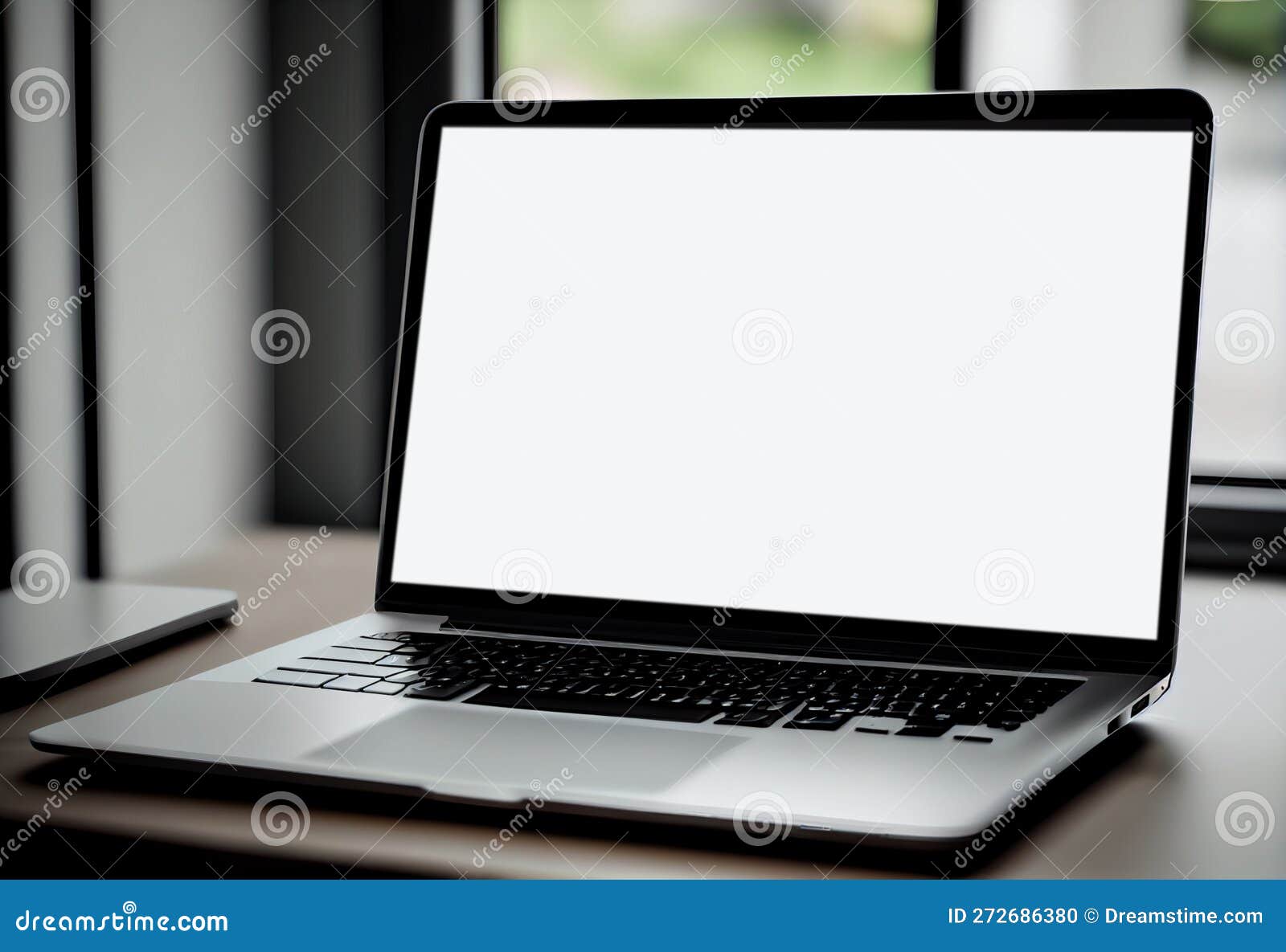 Close-up View of Open Blank Screen Laptop Computer, AI Generated Stock ...