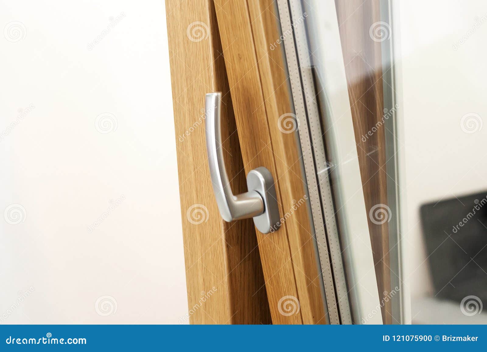 Close Up View of Open Handle in Plastic Pvc Window. Stock Photo - Image ...