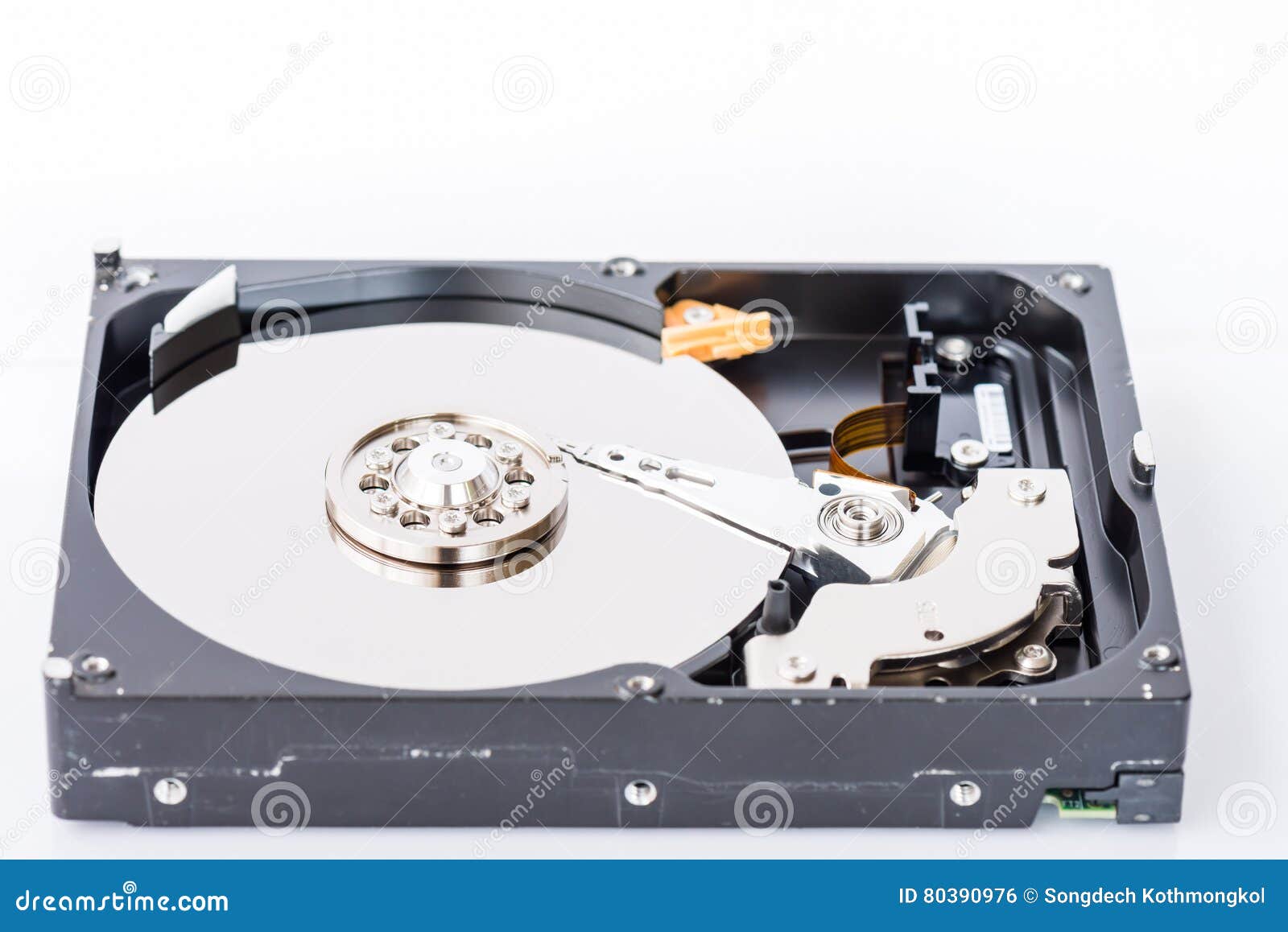 Close-up View of an Opened Computer Hard Disc Drive Stock Photo - Image ...