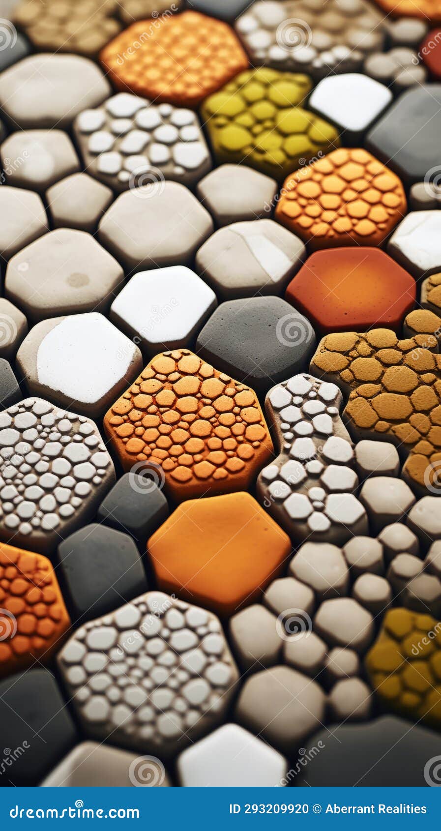 A Close Up View of an Orange Yellow and White Tile Pattern Stock ...