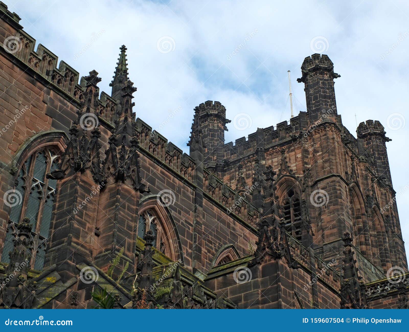 Close Up View of Ornate Medieval Stonework and Tower on the Historic ...