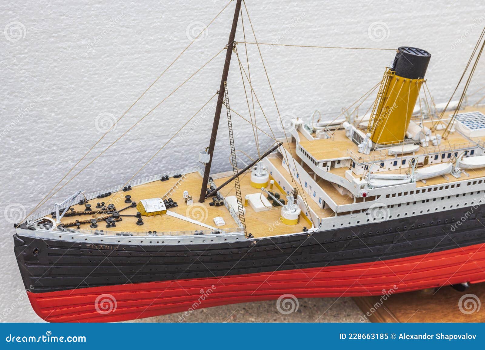 Close Up View of Part of Wooden Titanic Ship Model. Beautiful Wooden ...