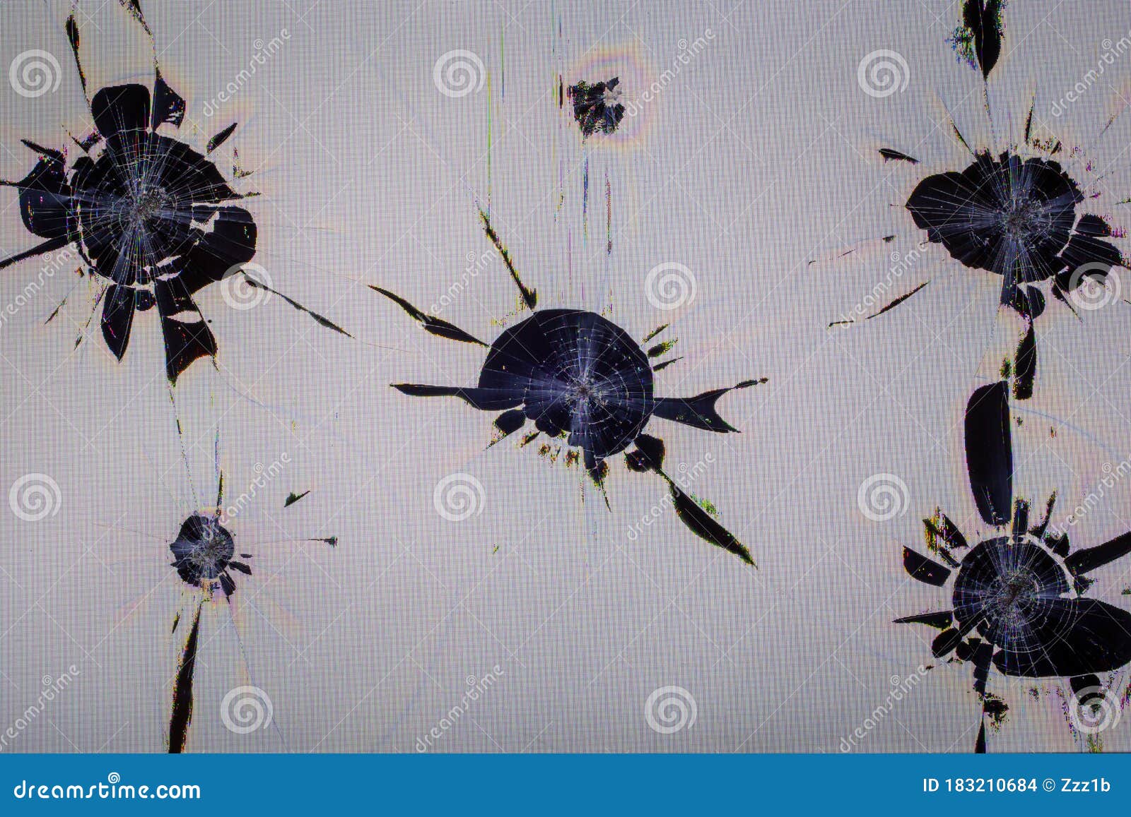 Close-up View of Physically Damaged Lcd Screen Surface with Multiple ...