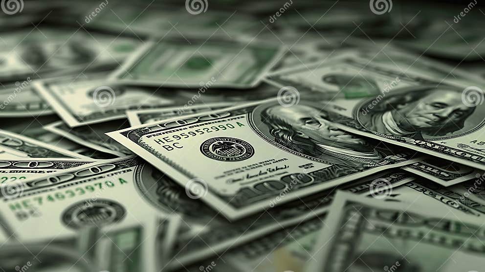 Close-Up View of Piled Dollar Bills Featuring Different Denominations ...