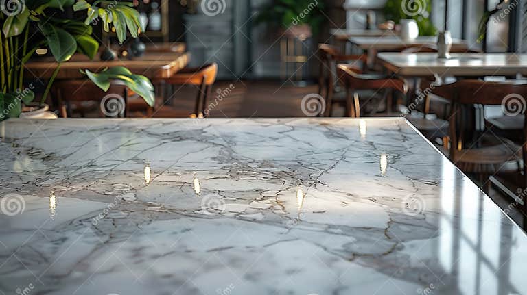 Marble Table Surface in Restaurant Setting Stock Illustration ...