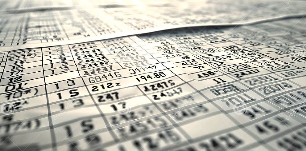 A Close-up View of Printed Data Tables, Likely for Analysis or Record ...