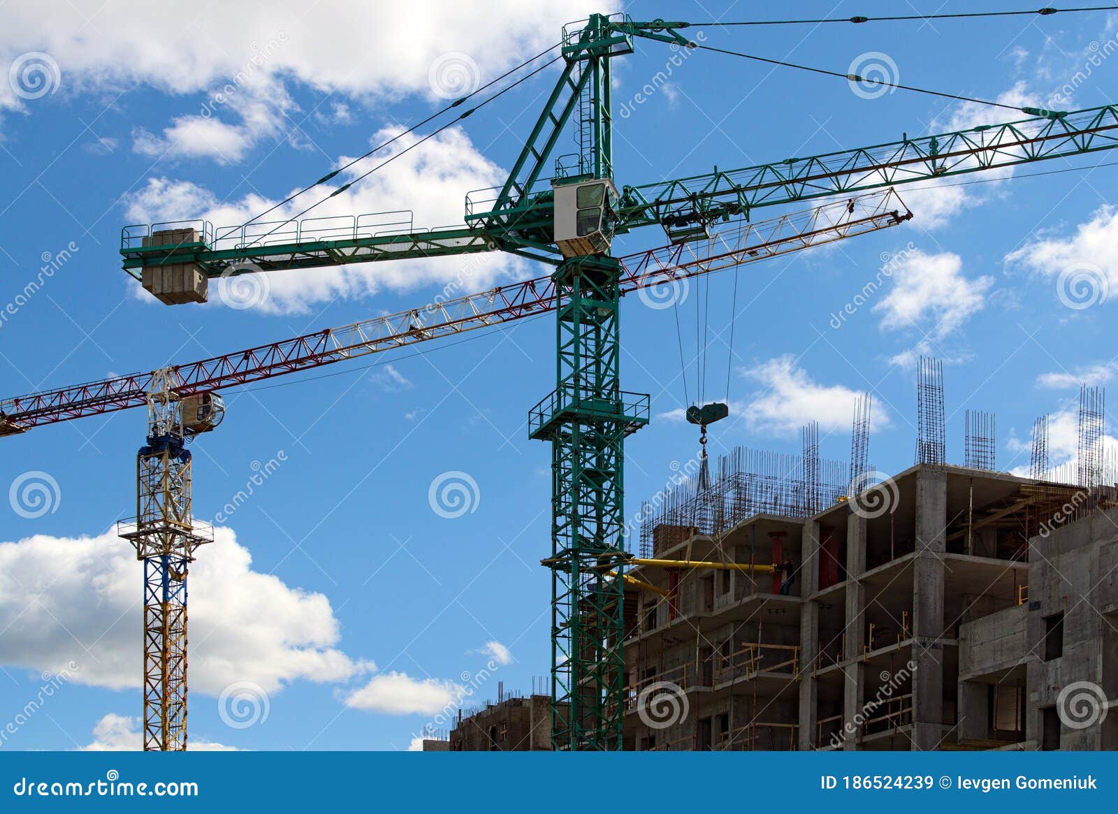 Close-up View of the Process of Installation Tower Crane. Installation ...