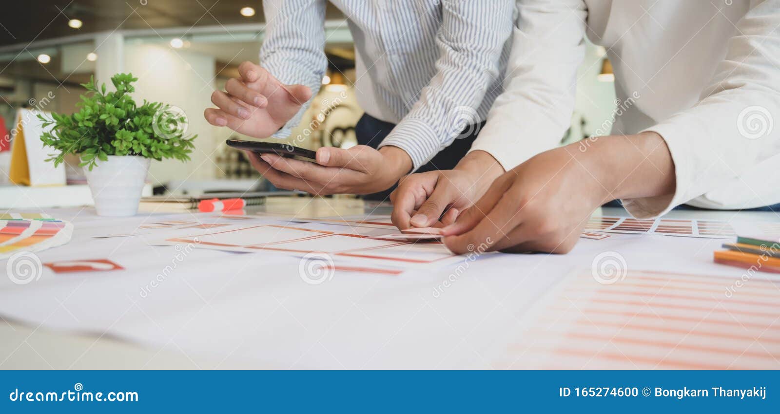 Close-up View of Professional UI Web Developer Team Working on ...