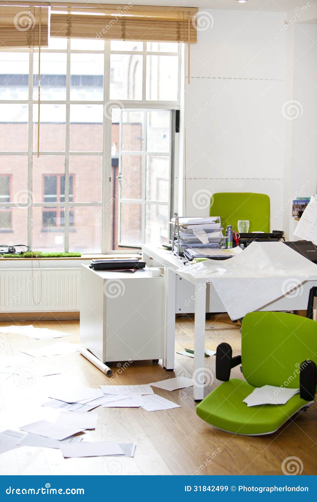 Close-up View of Ransacked Office Stock Image - Image of damaged, desk ...