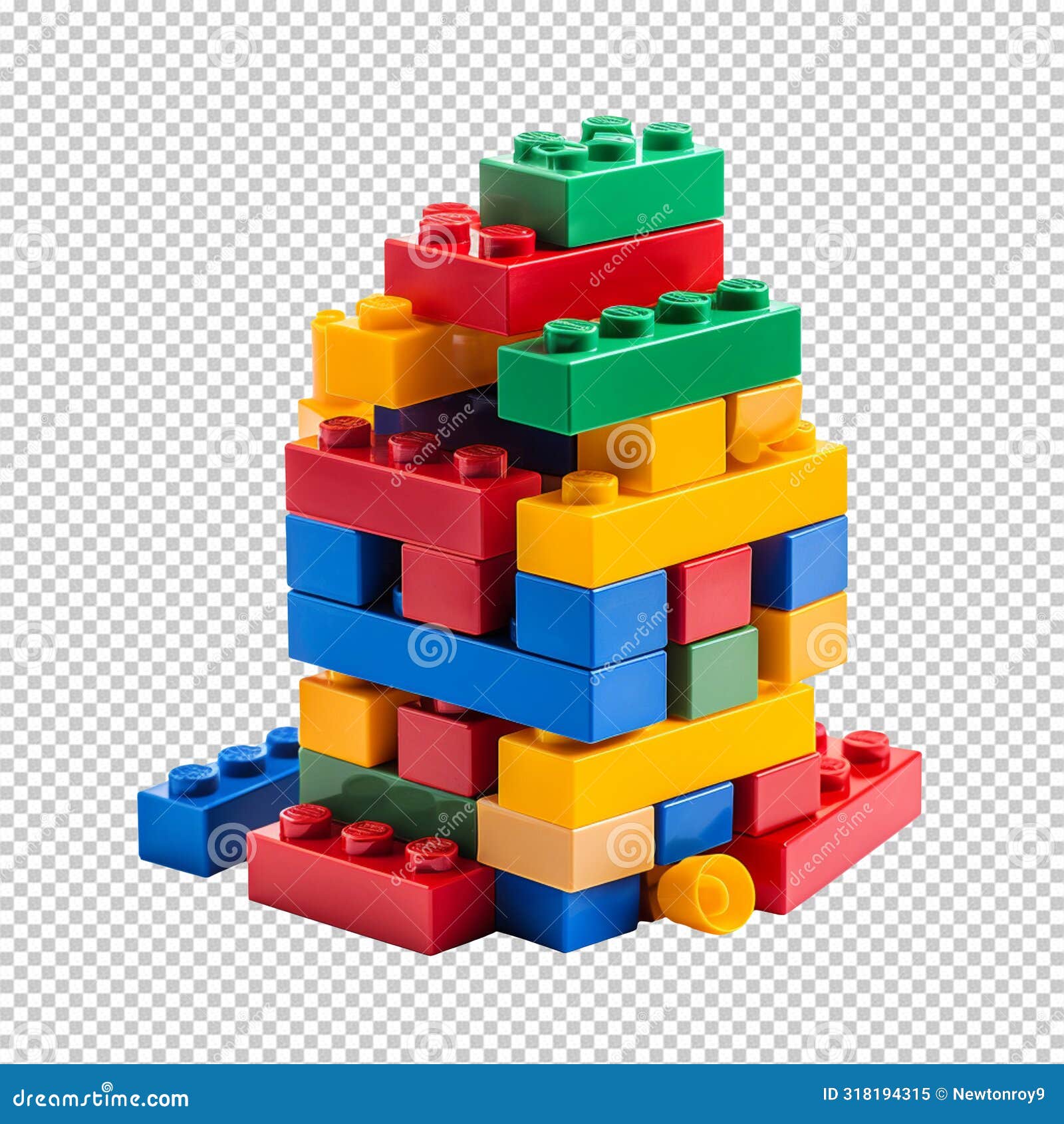 A Close Up View of Real Stack of Lego Blocks Isolated on Transparent ...