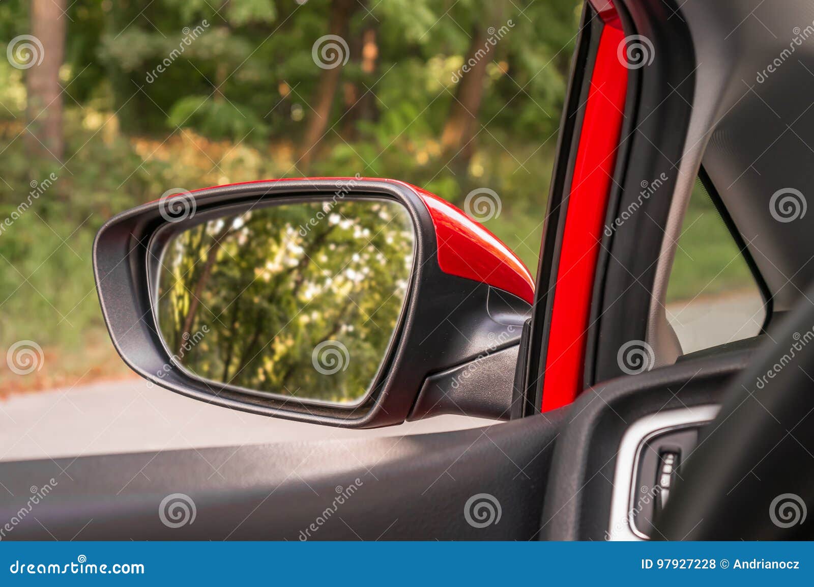 Close-up View of Rearview Mirror on the Car Stock Photo - Image of ...