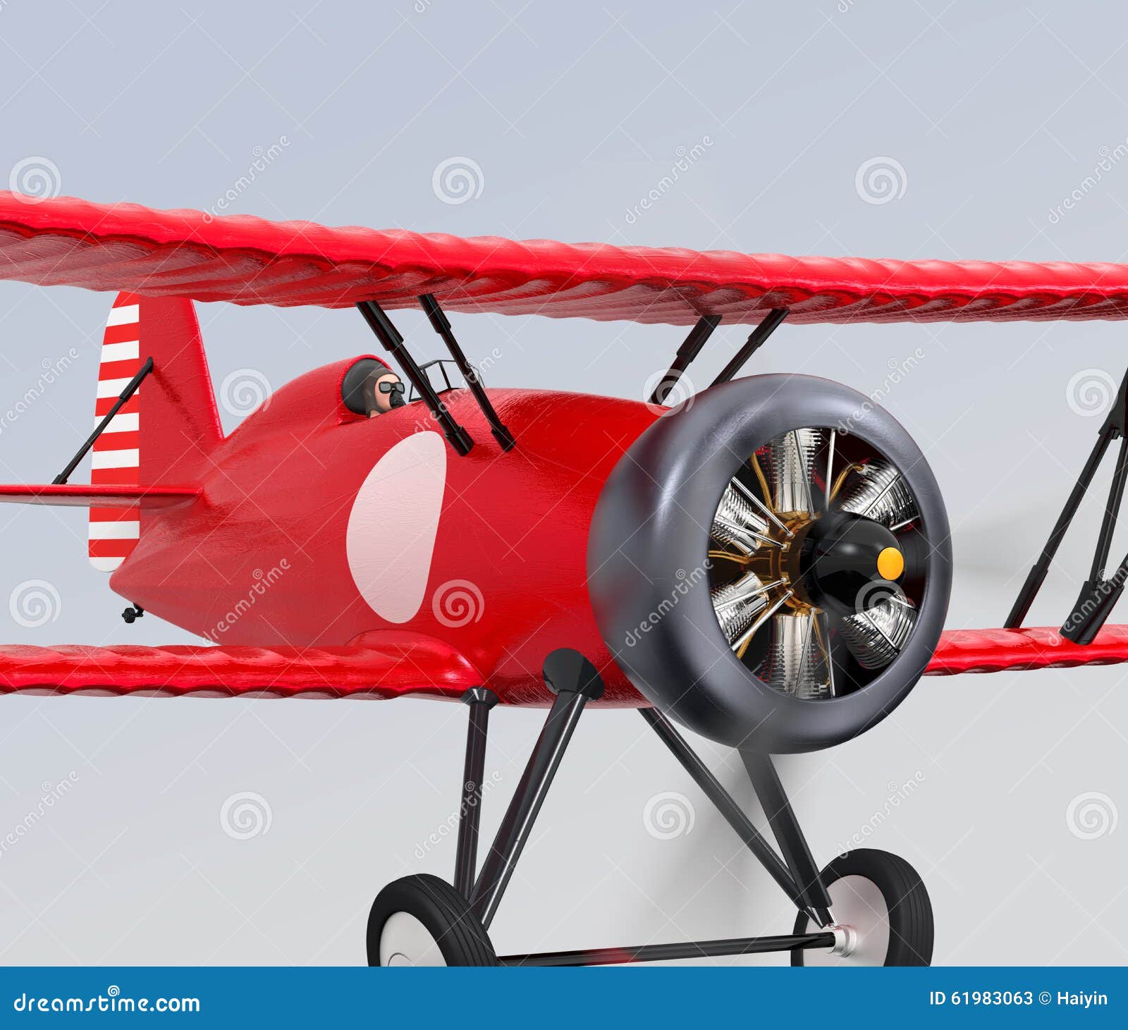 Close Up View of Red Biplane Flying in the Sky. Stock Image - Image of ...