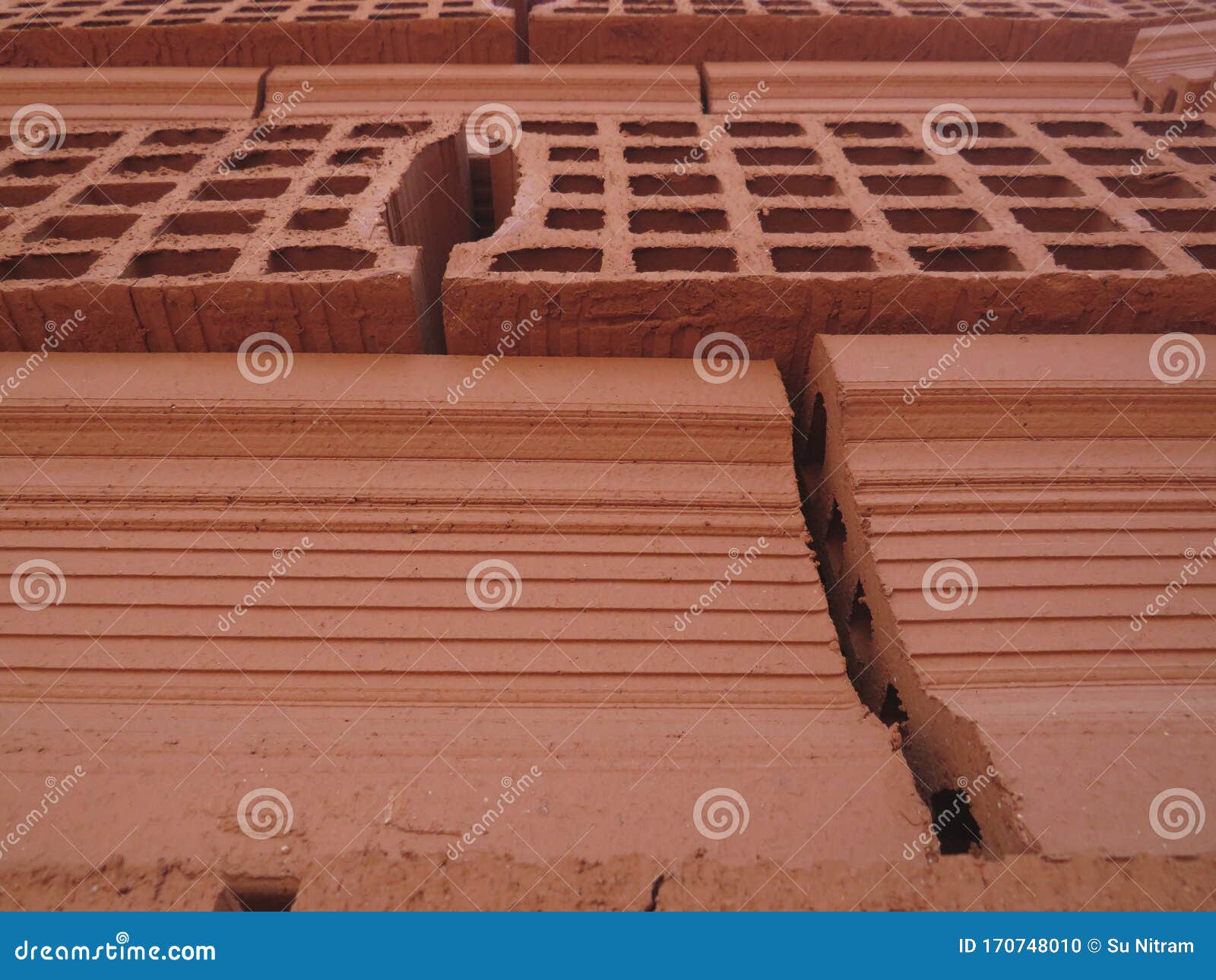 Close Up View of Red Bricks Piled. Solid Clay Bricks Used for ...