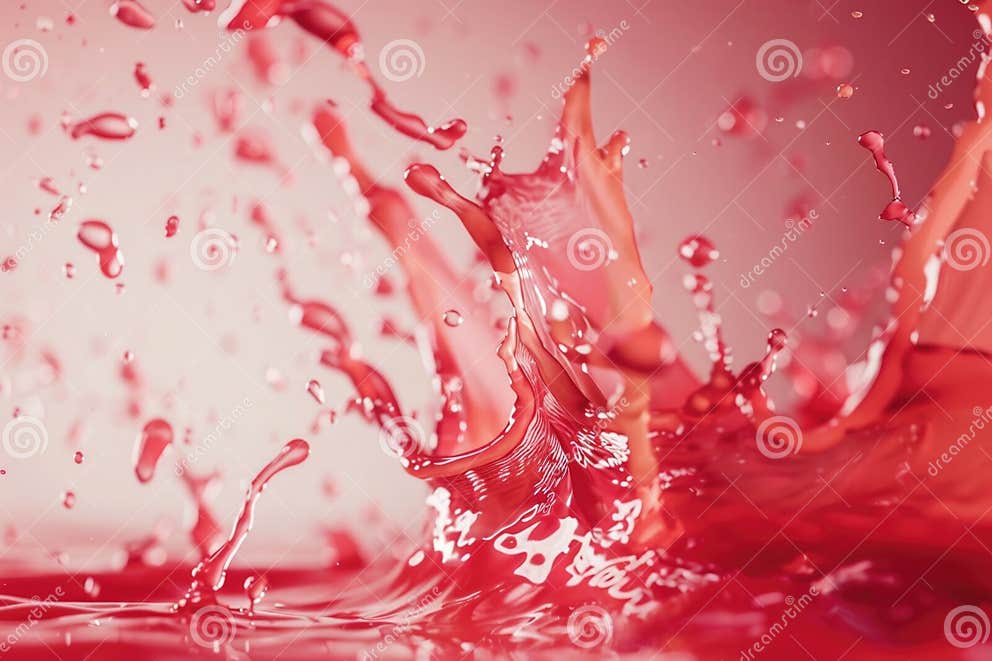 A Close-up View of a Red Substance Splattered on a Red Surface Stock ...
